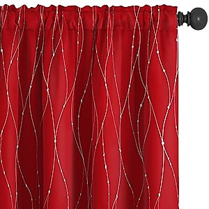 Deconovo Black Out Curtains for Bedroom Windows, Curtains and Drapes 72 Inch Long - Energy Efficient Drapes, Room Darkening Curtains for Bedroom (W52 x L72 Inch, Red, Set of 2)