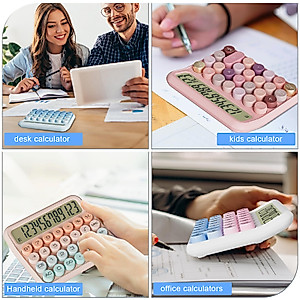 Mechanical Calculator 12 Digit Extra Large 5-Inch LCD Display, DECKLIT Battery Desk Calculator, Big Buttons Easy to Press Use as Office Calculators Desktop, 15°Tilt Screen for Kids Calculator(White)
