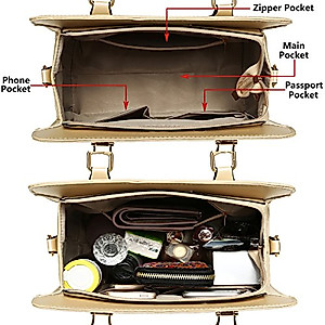 Soperwillton Women's Fashion Handbags Tote Bags Shoulder Bag Top Handle Satchel Purse Set 4pcs