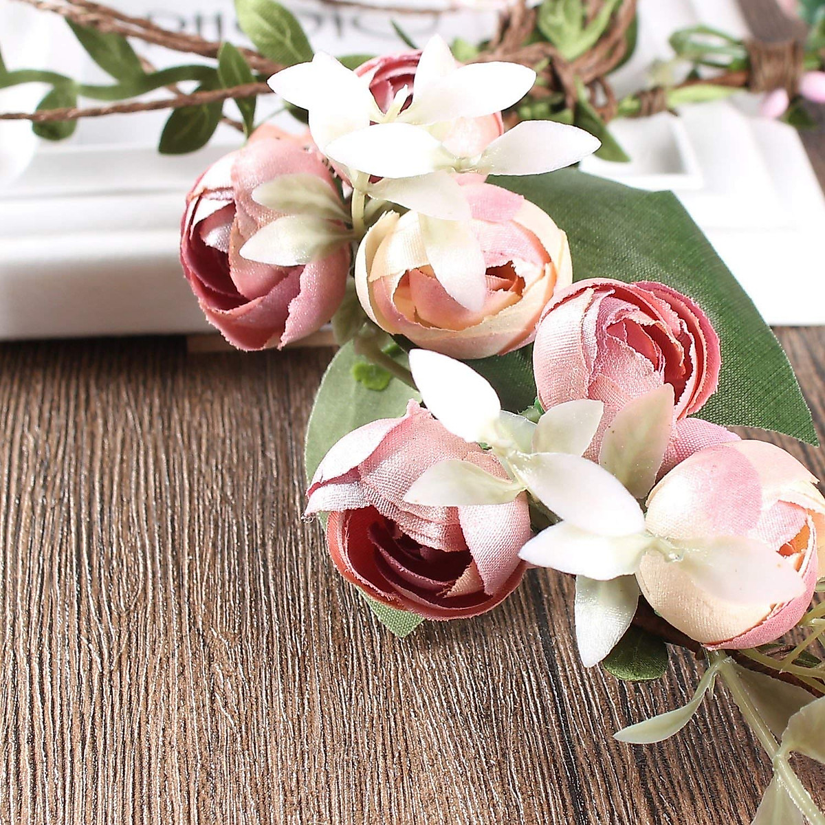 Floral Fall Adjustable Bridal Flower Garland Headband Flower Crown Hair Wreath Halo F-83 (A)