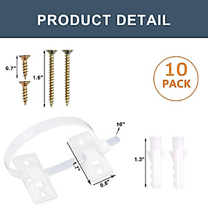 Matenf 10 Pack Furniture Anchors for Baby Proofing, Anti-Tip Wall Anchors Straps for Furniture Protect Toddler Children and Pet from Falling Furniture Cabinet Bookshelf Dresser, Earthquake Proof