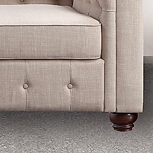 Rosevera Genevieve Upholstered Fine Polyester Collection Tufted Loveseat Couch, Contemporary Chesterfield Armrest,Sectional Sofa for Living Room Apartment, 3SEAT, Beige 3SEAT