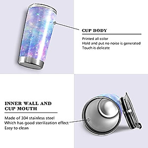 ALAZA Rainbow Galaxy Star Tie Dye Print Water Bottle Tumbler with Lid and Straws 20 Oz Stainless Steel Vacuum Insulated Coffee Travel Mug Cup