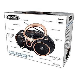 Jensen CD-490 Rose Gold Portable Boombox Sport Stereo CD Player with AM/FM Radio and Aux Line-in & Headphone Jack (Limited Edition Color)