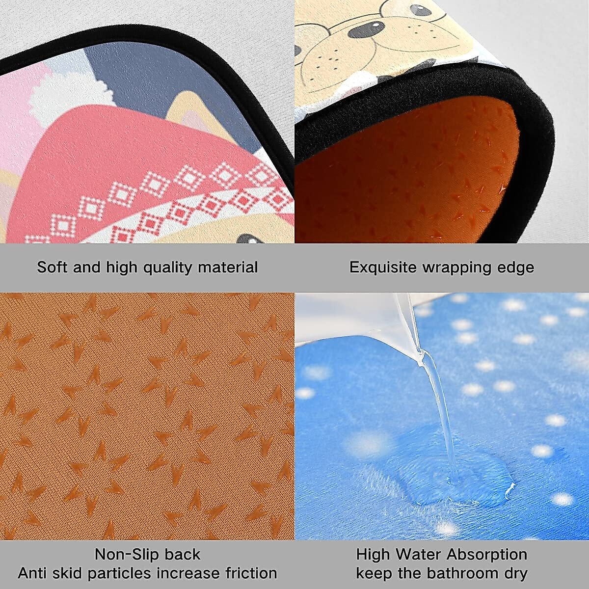 Emelivor Dog Kitchen Rugs and Mats Set 2 Piece Non Slip Washable Runner Rug Set of 2 for Floor Home Kitchen Laundry Decorative