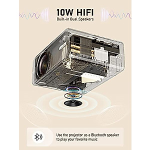 YEHUA WiFi Projector, 4K HD Outdoor Projector Mini Projector with Remote, 1080P & 160" Screen Supported, Movie Home Theater for TV Stick, Laptop,PC, iOS & Android, PS4, HDMI, USB, AUX, AV