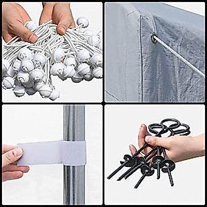 PEAKTOP OUTDOOR 10x20 ft Upgraded Heavy Duty Carport Car Canopy with Removable Sidewalls & Zipper Doors, Portable Garage Tent Boat Shelter with Reinforced Triangular Beams, Gray