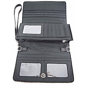 Western Rhinestone Cross Tooled Leather Totes Concealed Carry Purse Handbag Women Shoulder Bag Wallet Set (Coffee Set)