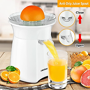 LUUKMONDE Electric Citrus Juicer, Orange Juicer with Lockable Spout, Citrus Press Juice Extractor, Electric Lemon Squeezer Fruit Presses for Orange Lemon Lime Grapefruit, (White)