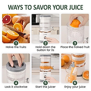 Juicer Machines Electric, Rechargeable Citrus Juicer, Portable Orange Juicer Squeezer with USB and Cleaning Brush, Juicer for Lemon, Orange, Citrus, Grapefruit, Apples