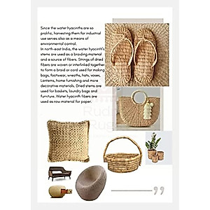 Durrie India 4 Ft. Natural Oak Brown Water Hyacinth Area Rug Round Braided Rustic Rug - Vintage Woven Rug - Water Hyacinth Rugs for Bedroom, Kitchen, Living Room, Farmhouse (4 Ft Round)