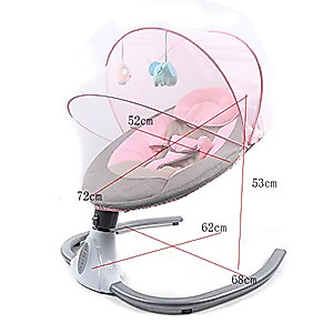 TFCFL Baby Swings for Infants, Foldable Infant Swing Chair Baby Bouncer 4-Speeds with Music Speaker, Remote Control, Netting, Hanging Toys, Seat Cover, Pillow or 0-12 Months Newborn Babies (Pink)