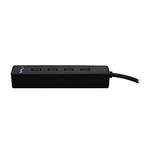 StarTech.com 4-Port USB 3.0 Hub with Built-in Cable - SuperSpeed Laptop USB Hub - Portable USB Splitter - Mini USB Hub (ST4300PBU3), Black