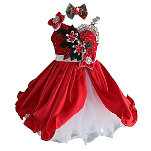Jennifer G221RG Christmas Toddler Baby Newborn Little Girl's Pageant Party Dress RED Size3T