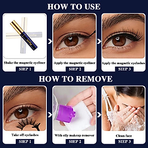 AkesuLash Magnetic Eyelashes Natural Look - Magnetic Lashes with 4 Tube of Magnetic Eyeliner - 10 Pairs Mangetic False Eyelashes Kit with Applicator - Easy to Apply