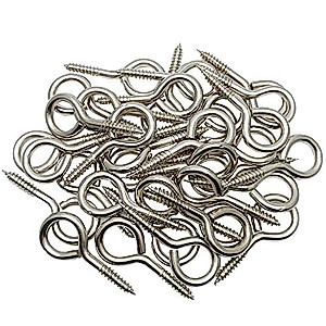 Axe Sickle Metal Eye Hook Screw 1.5 Inch Eye Small Eyelet Screw 30 Pcs