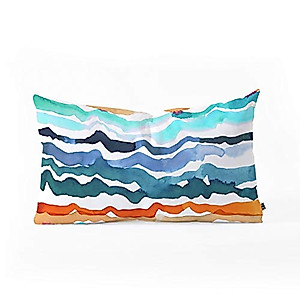 Deny Designs Cayenablanca Beach Waves Oblong Throw Pillow, 23" x 14", Blue