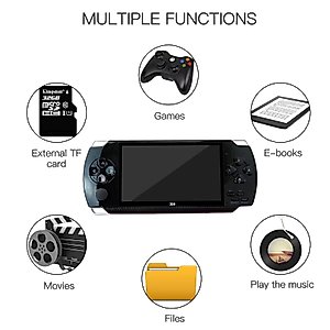 4.3'' 8GB 128 Bit Retro Handheld Game Console Portable Video Game Built in 10000 Games Built-in Support USB 2.0 High Speed Transmission (Black)