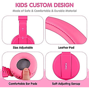 ONTA Kids Headphones for Boys Girls - Child Student Headset Wired Plug Toddler Earphones School Teen on Ear for Ipad | Computer | Smart Phone | Amazon Fire Tablet | Laptop | Plane Travel | Game, Pink