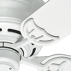 Hunter Fan Company, 53069, 52 inch Low Profile White Low Profile Ceiling Fan and Pull Chain