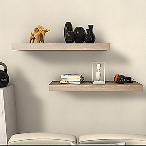 Elegant 2 Piece Rectangle Shape Decor & Organizer, Rustic Style Solid Wood Floating Shelves with Invisible Brackets Size: 1.57"H x 16"W x 6"D | Natural Brown Modern Design Durable & Easy Installation