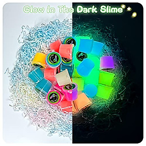 30 Pack Glow in The Dark Slime Kit, Mini Slime Party Favors, Crystal Galaxy Slime with with Multi Colors - Blue, Pink, Yellow, Orange etc. Birthday Gift, Play Education for Kids Girls and Boys
