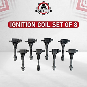 Ignition Coil Pack Set of 8 - Compatible with Nissan, Infiniti Vehicles - Armada, Titan, Pathfinder, Armada, QX56 5.6L - Models Years 2004, 2005, 2006, 2007 - Replaces 22448-7S015, E1010