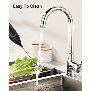 Milk Frother Handheld Battery, Electric Foam Maker Frother Wand, Drink Mixer with Stainless Steel Whisk for Coffee, Matcha, Lattes, Cappuccino Black