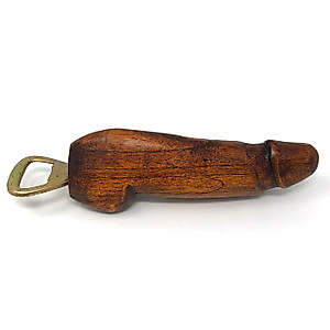 Fun Product's Hand-Carved Wooden Penis Bottle Opener (Pink Brown) - Perfect Novelty Gift for Parties and Birthdays