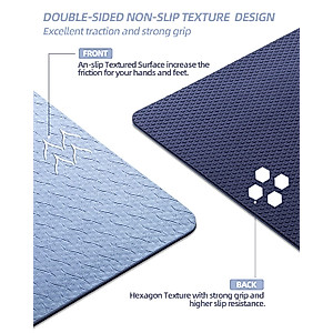 COOLMOON Yoga Mat Non Slip, Anti-Tear 1/4 Thick TPE Yoga Mats for Women and Men, 72"x24" Exercise & Fitness Mat with Carrying Strap, Workout Mats for Yoga, Pilates and Floor Exercise