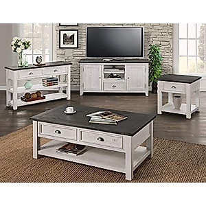 Martin Svensson Home Monterey Solid Wood End Table White with Grey Top