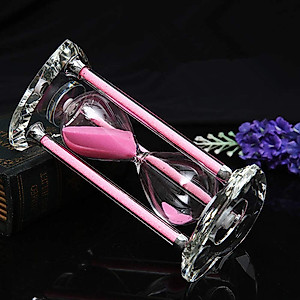Falytemow 30 Minutes Heart Shape Hourglass Sand Timer Crystal Sand Timer Egg Hourglass for Kitchen Child Brushing Teeth School Teaching (30 Minute, Pink)