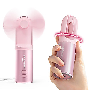 Portable Handheld Mini Fan, 4 in 1 Rechargeable Usb Fan, Small Hand Fan,Personal Desk Fan with Power Bank, Hand Warmer,Flashlight for Travel Camping