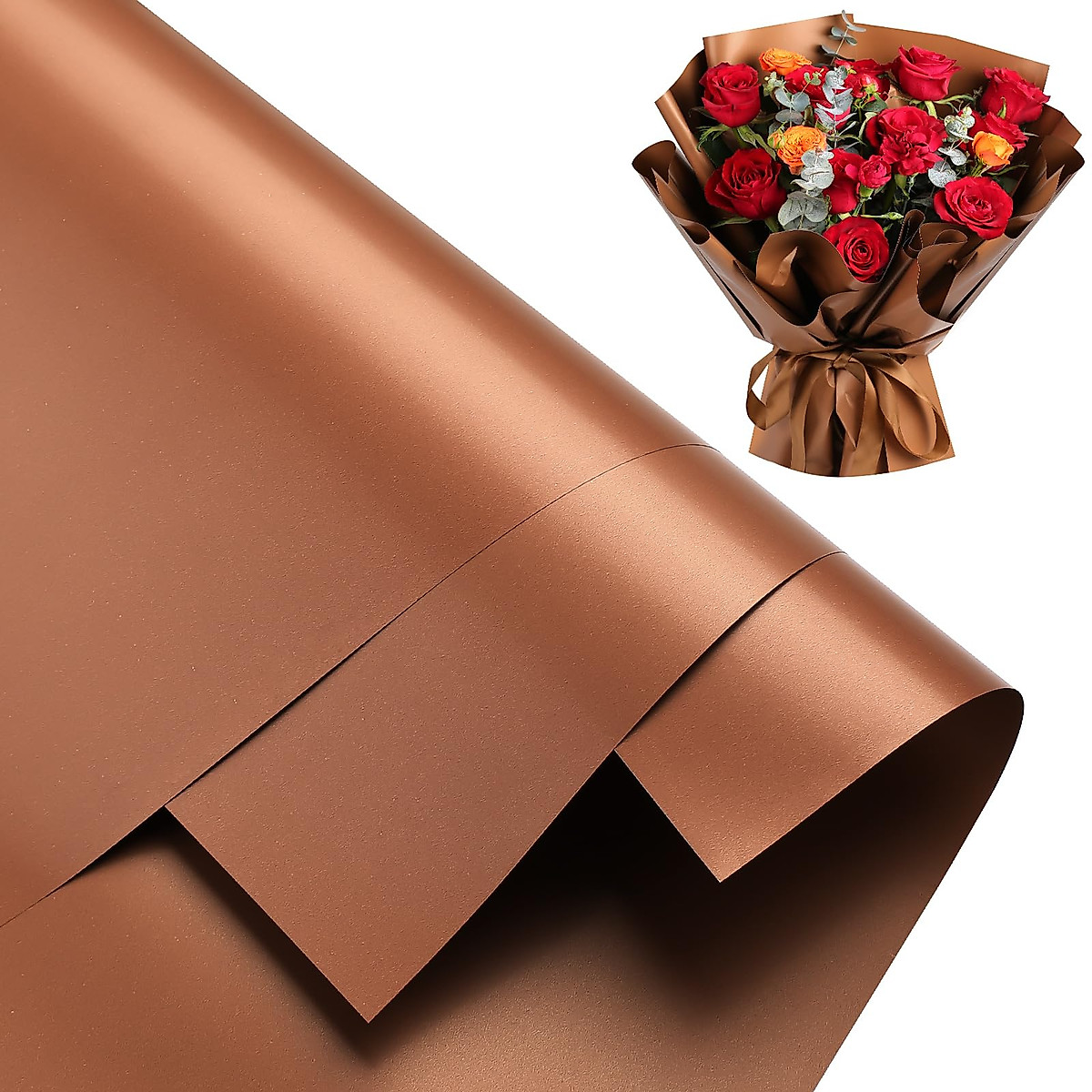 CCXSY 20 Pcs Bouquet Wrapping Paper,23 x 23 inch WaterProof Fresh Flower Wrapping Paper,Double Side Pure Color Print Flower Packing for Her Valentine's Day Chocolate