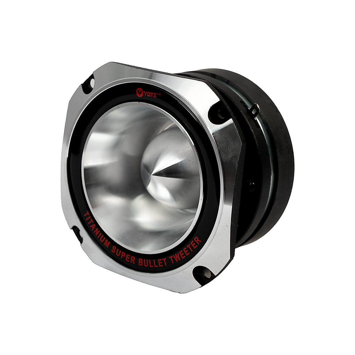 VOYZ Super Tweeter Speaker Titanium Diaphragm 4-8 ohms 500 Watt Super Tweeter 4” Super Horn Heavy Duty Chrome Finish with Crossover Capacitor (1 Pair)
