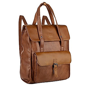 Leather Backpack Travel Backpack College Backpack Leather Backpack Purse for Women and Men BP-17 (Brown)