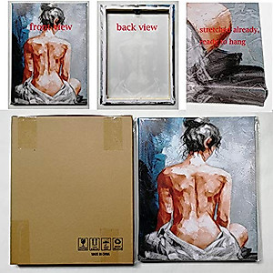 Wall Art for Bathroom Bedroom Decor Abstract Nude Woman Black and Blue Framed Wall Art