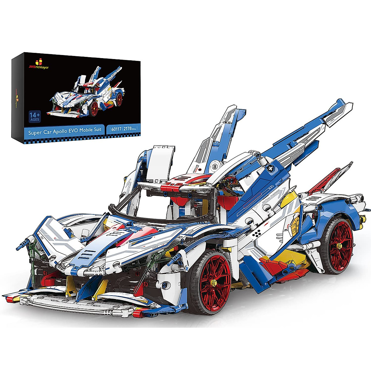 JMBricklayer Sports Car Building Block Kit, Collectible Supercar Model Toy, Build and Display Super Car Building Kit, 1:8 Scale Technology Car Race Car Model, Gifts for Teens and Adults(2178 Pieces)