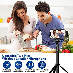 AFEISY Wireless Microphone for iPhone iPad,Professional Dual Lavalier Lapel Mic,Clip-on Video Recording Lav Microphones for YouTube Tiktok Interview Vlog Live Stream Podcast