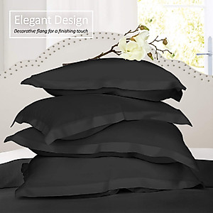 Nestl Soft Pillow Shams Set of 2 - Double Brushed Microfiber Pillow Covers - Hotel Style Premium Bed Pillow Cases, with 1.5” Decorative Flange, King 20"x36" - Black