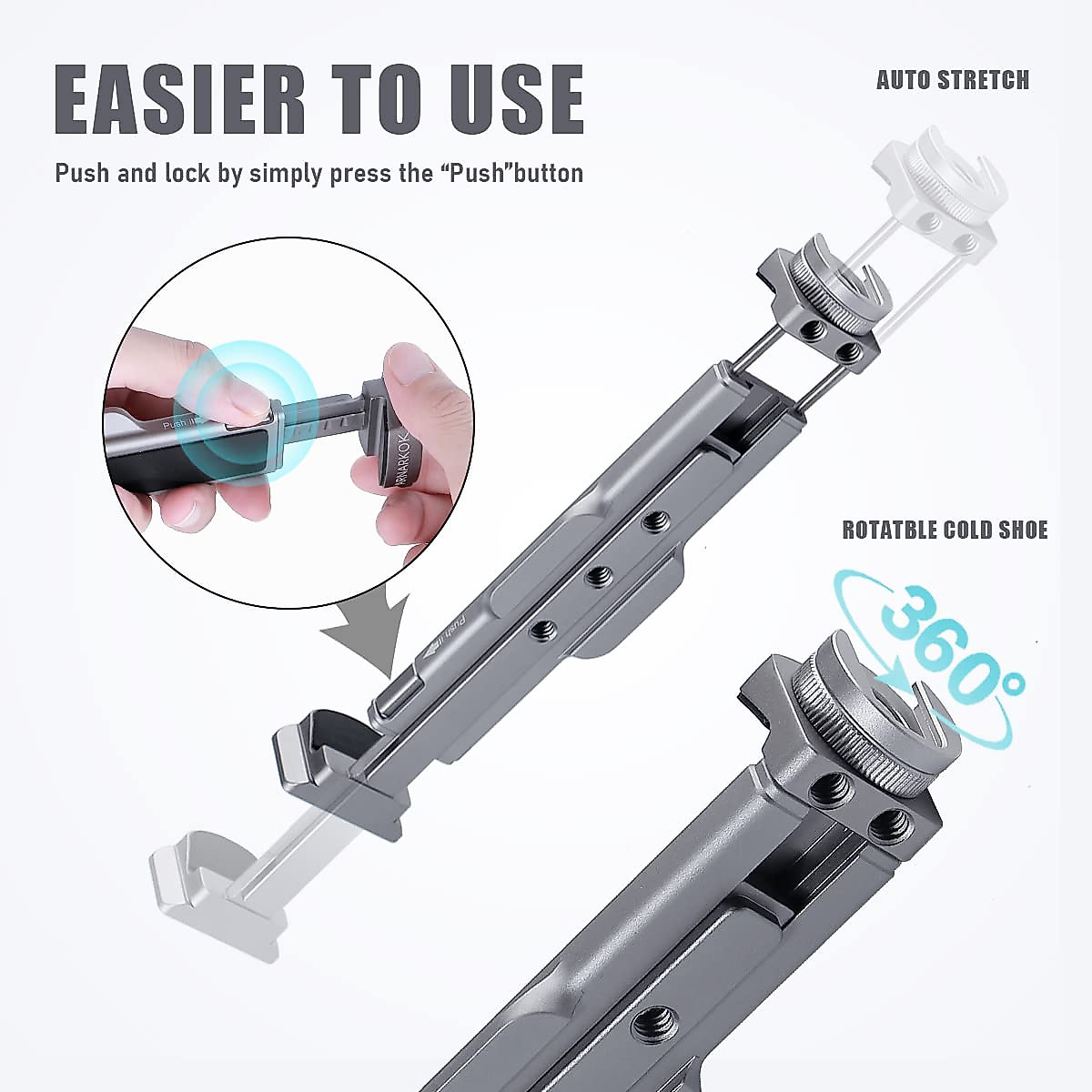 ARNARKOK Metal Tablet Tripod Mount, 7.9-12.9in Ipad Holder, Rotatable Cold Shoe, 2 Acra Swiss QR Bracket, Universal Tablet Mount for Video Recording