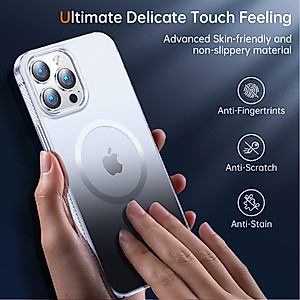 JUESHITUO Magnetic Defender Bicolor iPhone 14 Pro Max Case[Military Grade Protection] [Super Strong Magnets] Translucent Matte Case for iPhone 14 Pro Max Phone Case(6.7") (Clear to Black)