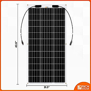 RICH SOLAR 100 Watt 12 Volt Extremely EFTE Flexible Monocrystalline Solar Panel Ultra Lightweight