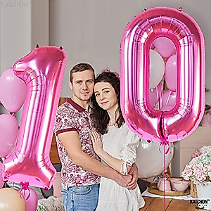 KatchOn, Giant Hot Pink 10 Balloon Number - 40 Inch | Hot Pink 10 Birthday Balloon, 10th Birthday Decorations for Girl | Pink Number 10 Balloon | 10th Birthday Balloons, 10 Year Old Balloons for Girls