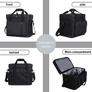 MOV COMPRA Movcompra Black Adult Insulated Lunch Box for Work + 45-Can Dual Compartment Large Lunch Cooler Bag