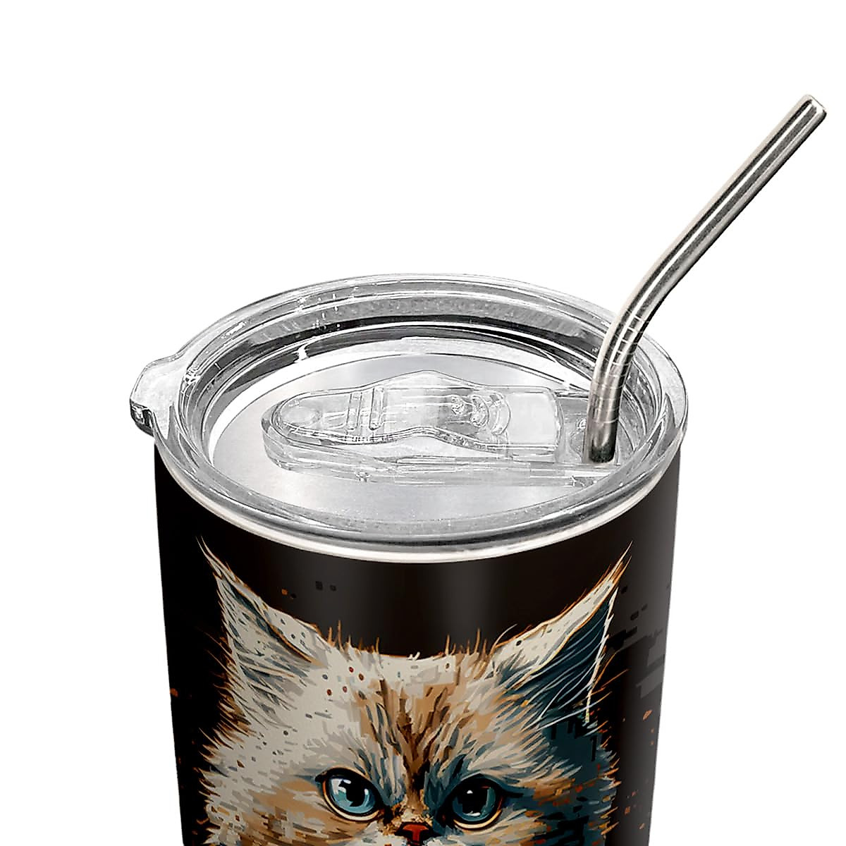 20oz Cute Retro Vintage Cat Tumbler, Gifts for Cat Lovers, Coffee Thermos for Women, Stainless Steel Double Wall Vacuum Insulated Coffee Mug, Travel Cup with Lid