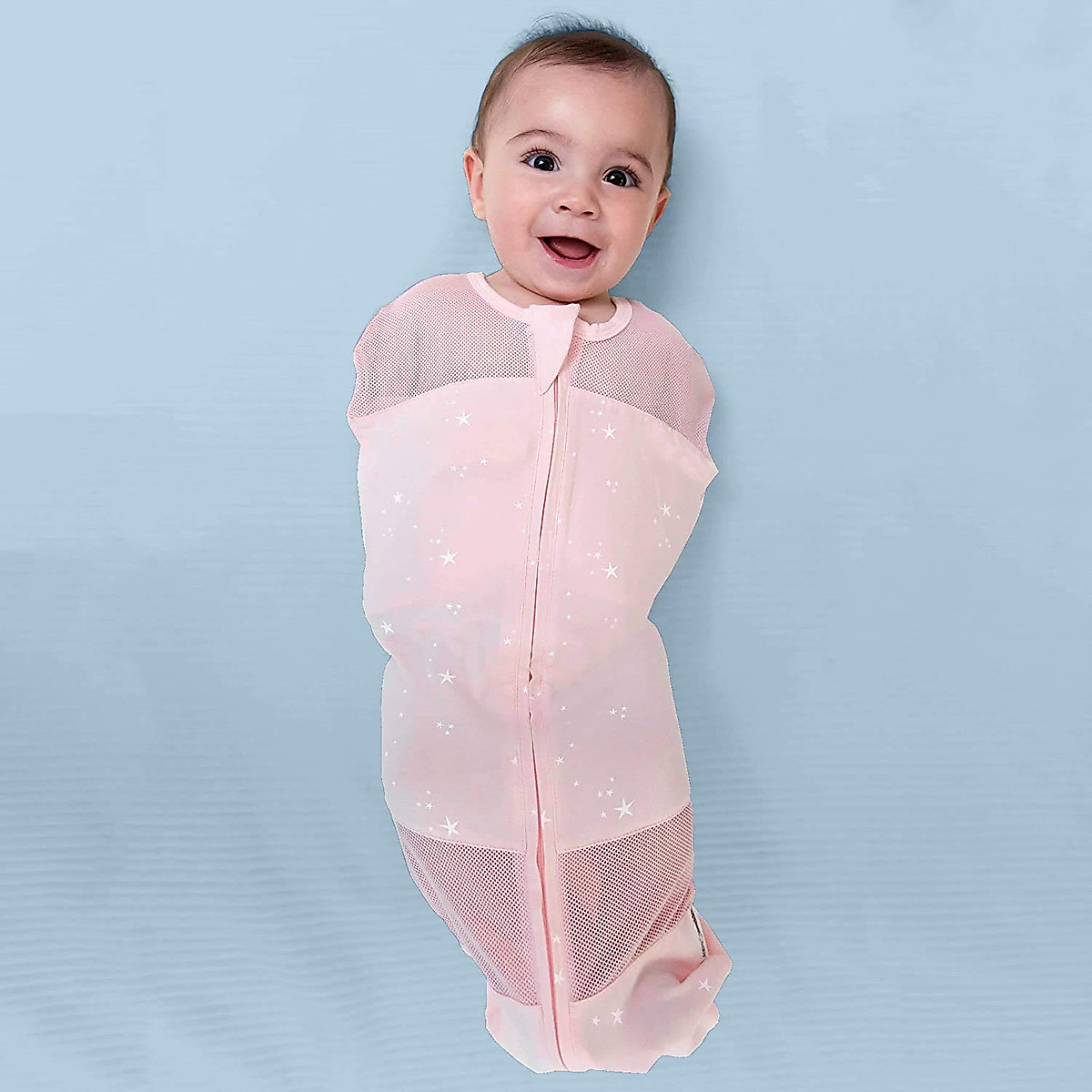 Happiest Baby Sleepea 5-Second Swaddle - 100% Organic Cotton Baby Swaddle Blanket - Doctor Designed Promotes Healthy Hip Development (Ivory Planets, Small)