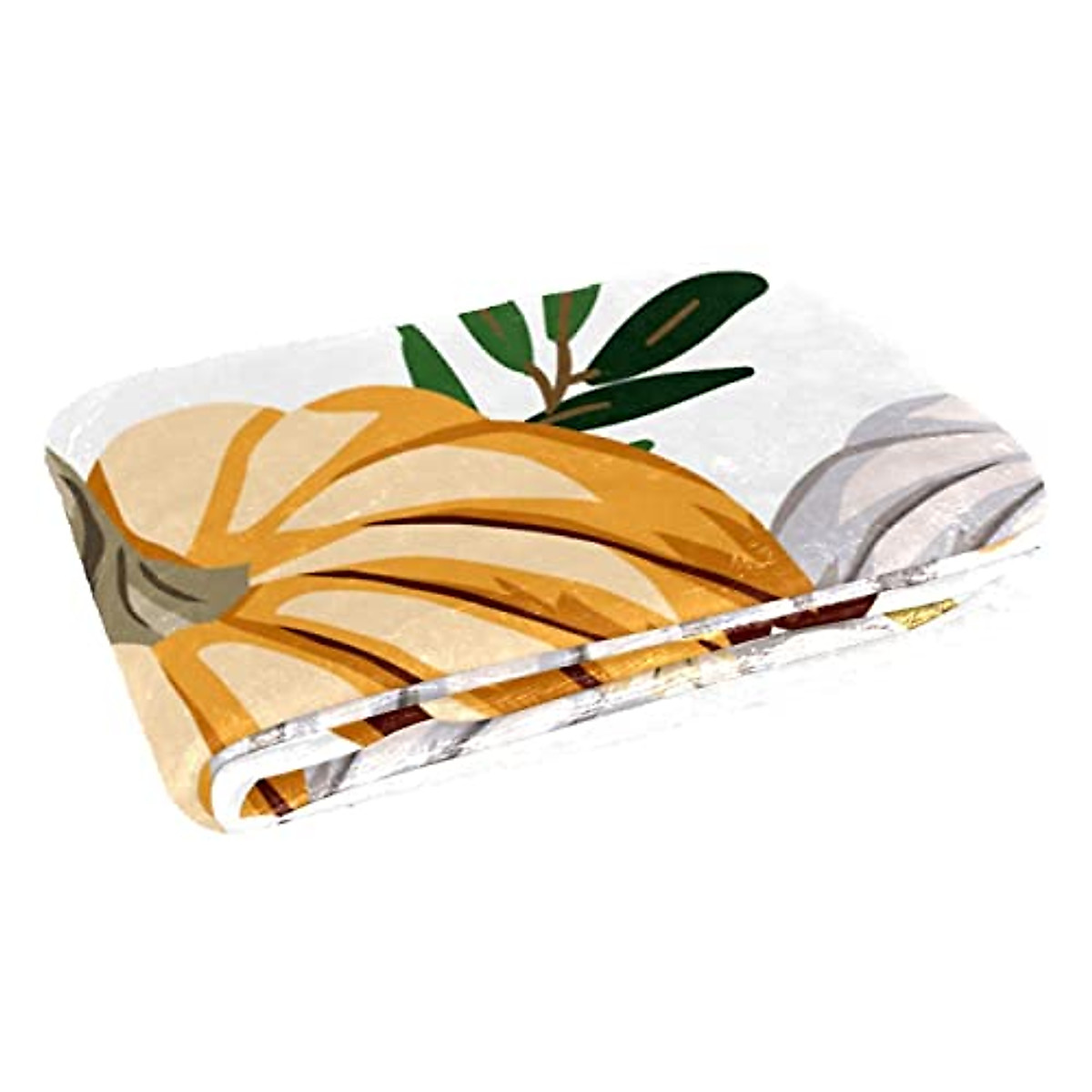 Ripen Pumpkin and Maple Leaves Prints Soft Warm Cozy Blanket Throw for Bed Couch Sofa Picnic Camping Beach, 150×100cm