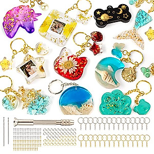 Mocoosy 182Pcs Resin Molds Silicone Kit for Beginners, 32 Cavities Pendants Molds for Epoxy Resin Casting, Variety Shaped Keychain Making Set DIY Ornaments Crafts Supplies