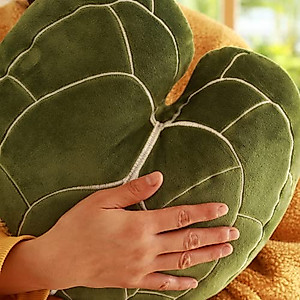 ABOUND LIFESTYLE 3D Succulent Throw Pillow, Cactus Plush, Flower Plant Shaped Cushion for Living Room Decor, Novelty Plush Decorations, Bedroom and Living Room Accent (Anthurium Clarinervium Green)